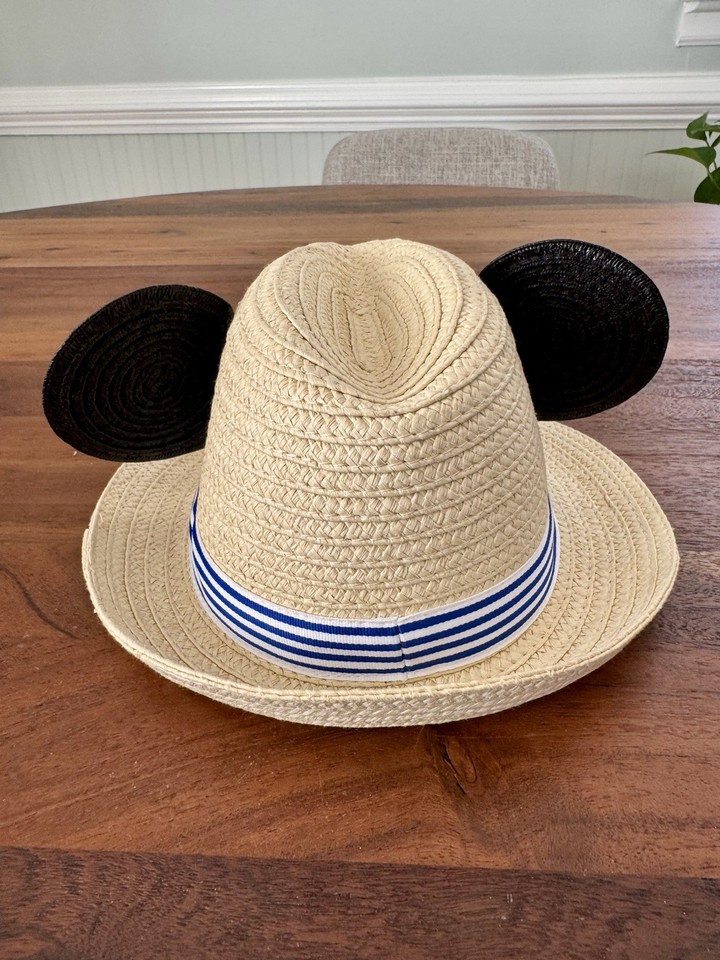 Disney Hanna Andersson Child’s Straw Hat Fedora Mickey Mouse Ears Small ...