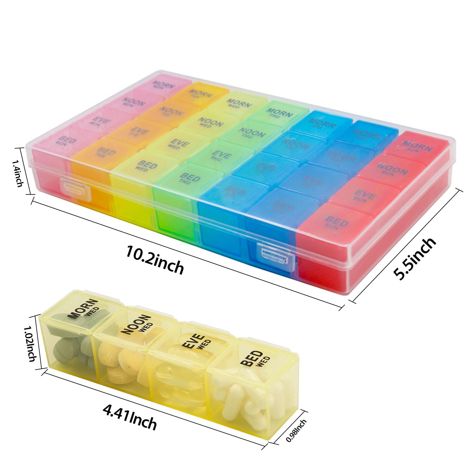 Extra Large Weekly Pill Organizer 4 Times a DayXL Large Pill Box 7 Day ...