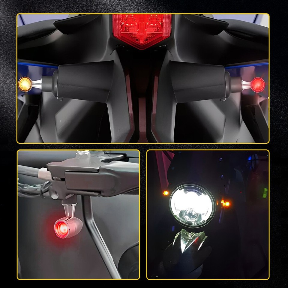 Chrome 4X Motorcycle Mini LED Bullet Turn Blinker Signal Brake Light ...