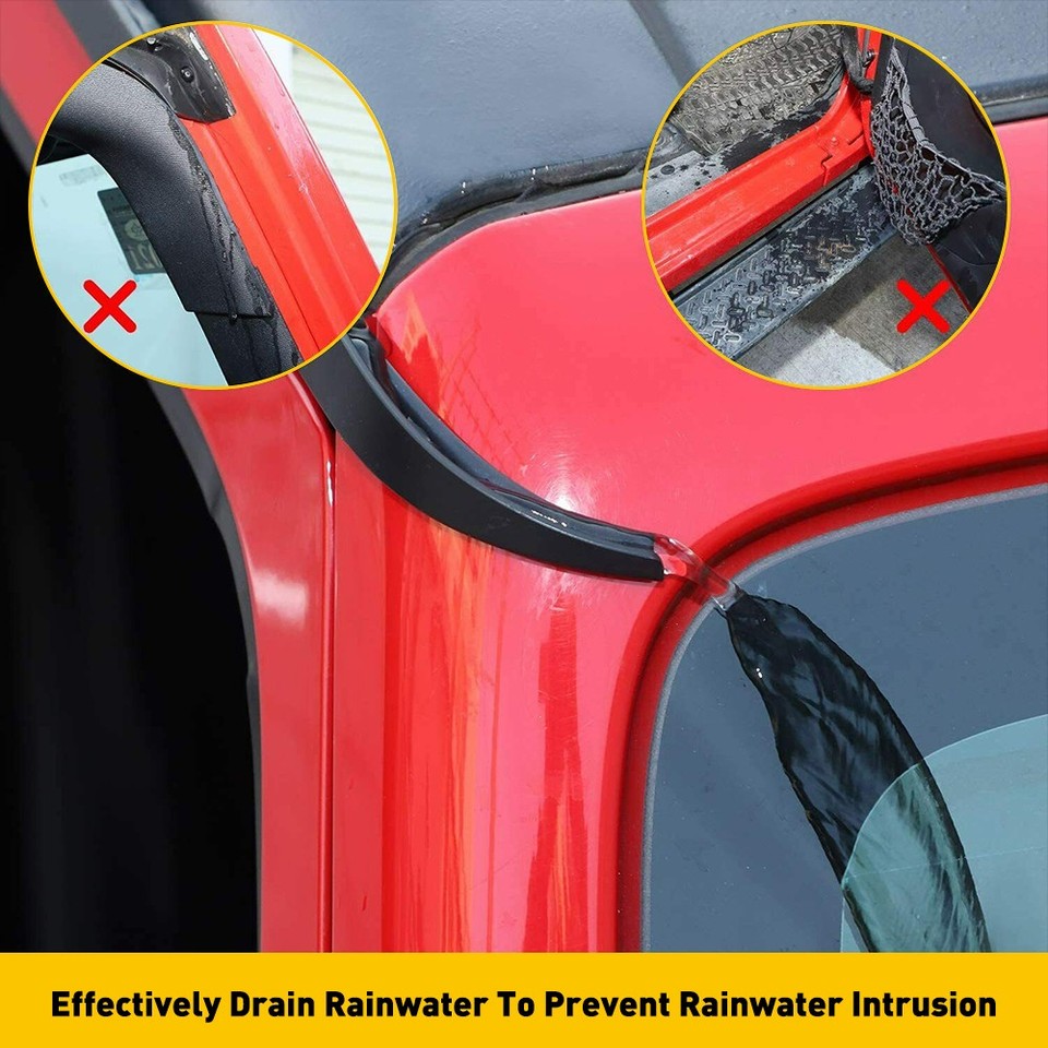 Water Rain Diverter Guard Slot Gutter Extension for Jeep Wrangler JKU ...