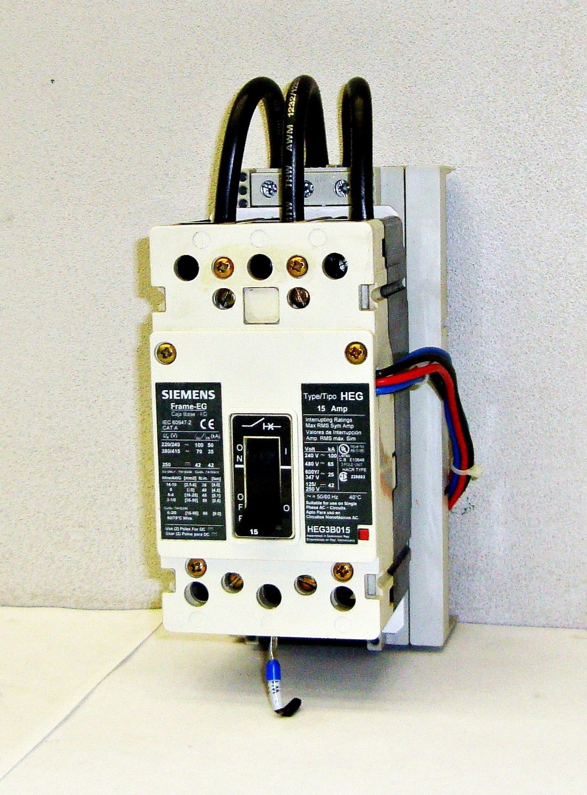 Siemens Breaker Frame-EG Type HEG 15AMP P/N-HEG3B015 3Pole 14248ELL | eBay