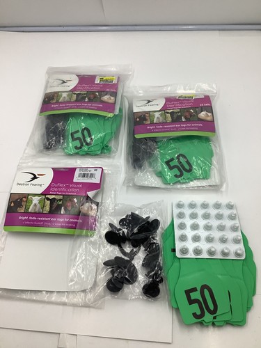QTY 3 Destron Fearing DuFlex Visual Numbered X-Large Ear Tags Green 26 ...