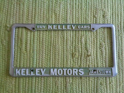 Vintage Kelley Motors Chevrolet Dealer LICENSE PLATE FRAME Jamestown ...