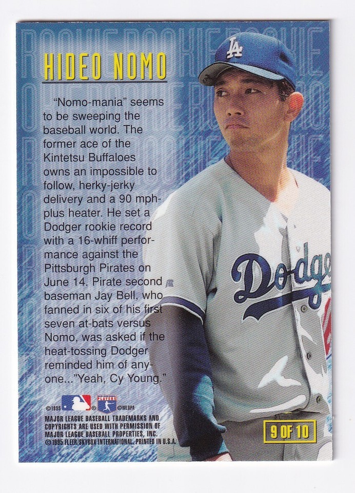 Hideo Nomo 1995 Fleer Insert MLB Card #9/10 | eBay
