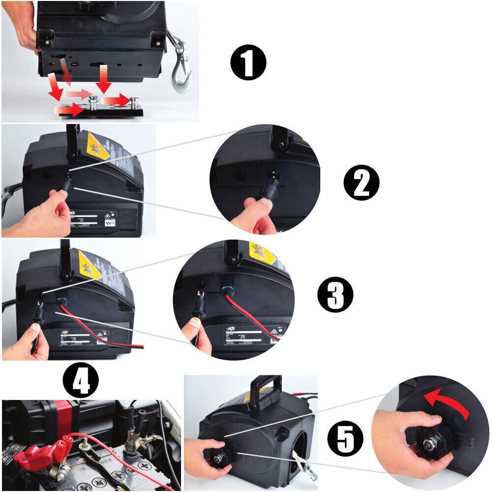 12V 300W Portable Electric Winch 2000LB Remote Towing Hitch Truck ...