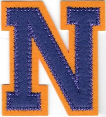Purple Felt Letter N Patch Gold outline Cut out Iron on Sew on (2 1/2 ...