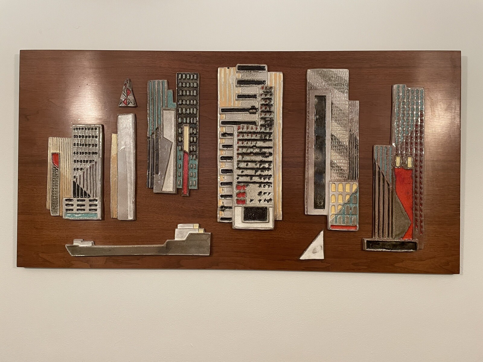 HARRIS G STRONG Mid Century Modern Cityscape Tile Wall Art Panel ...