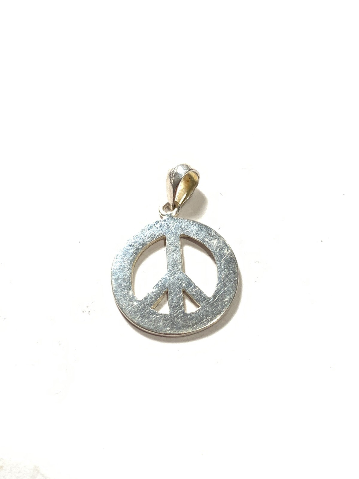 925 Sterling Paisley Etched Peace Symbol Pendant - Gem