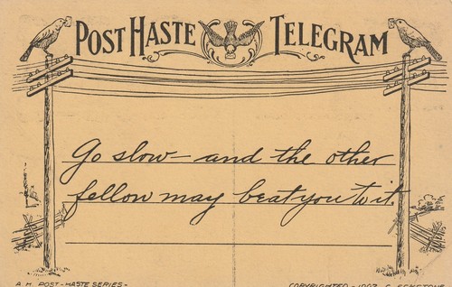 1907 Comic Post Haste Telegram C.Eckstone addressed to North Dakota ...
