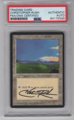 1995 MTG Magic The Gathering Christopher Rush Signed Plains Card PSA ...