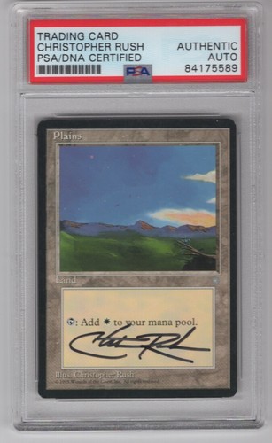 1995 MTG Magic The Gathering Christopher Rush Signed Plains Card PSA ...