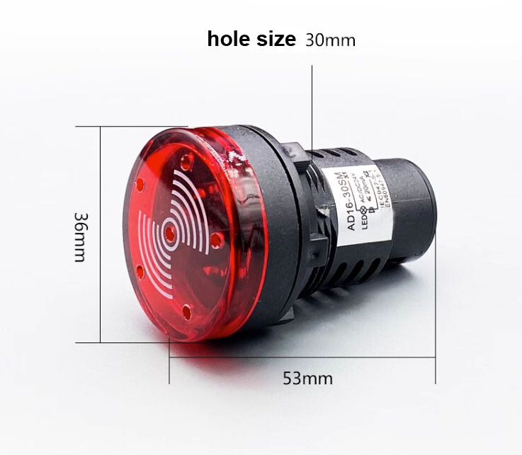 2x Red Buzzer Flash Light Active Beep Indicator φ30mm DC12V 24V AC110V ...