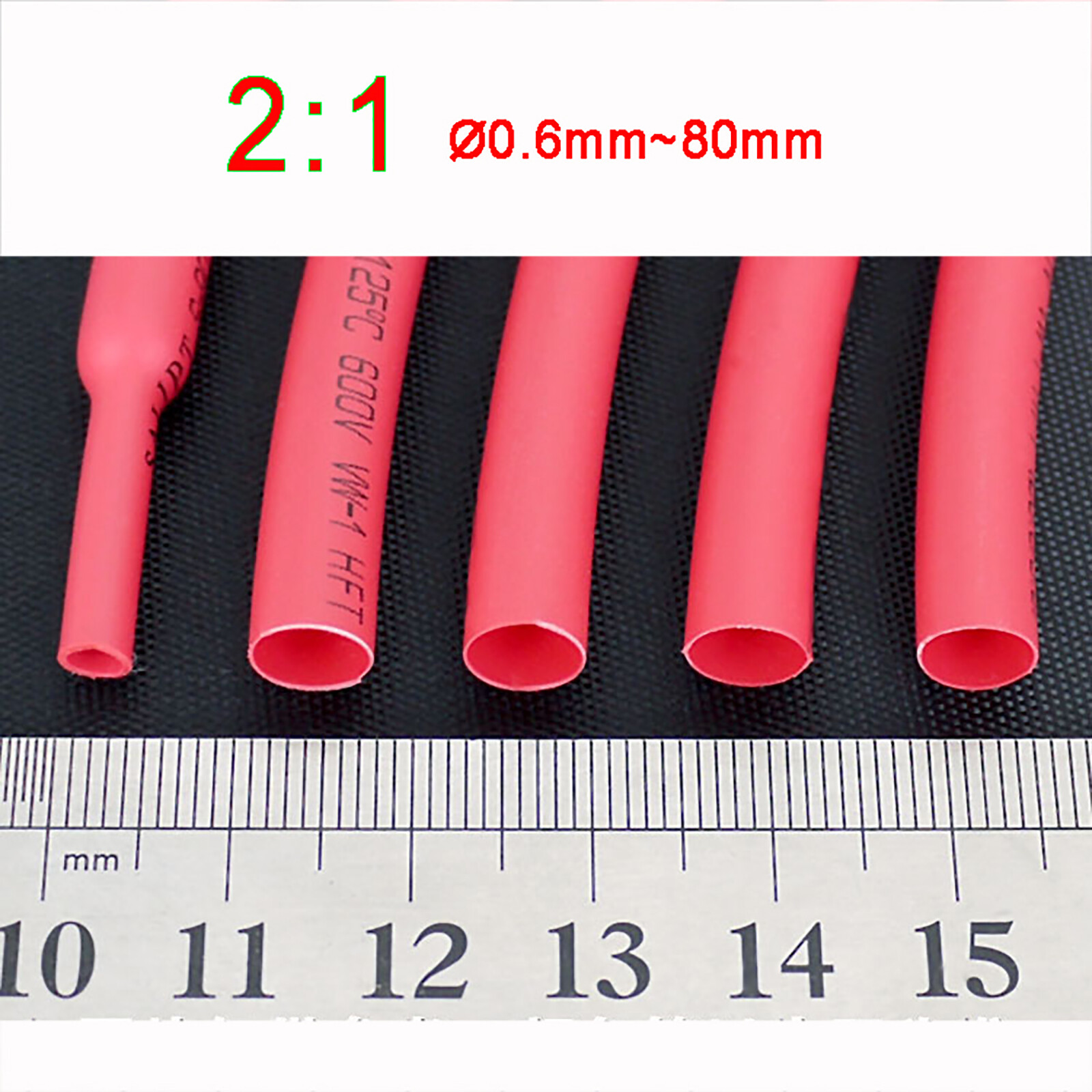 Red Heat Shrink Tube 2:1 Electrical Sleeving Cable/Wire Heatshrink ...