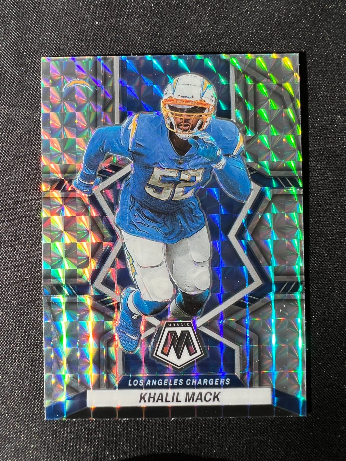 2022 Panini Mosaic Football Khalil Mack SILVER MOSAIC LOS ANGELES ...