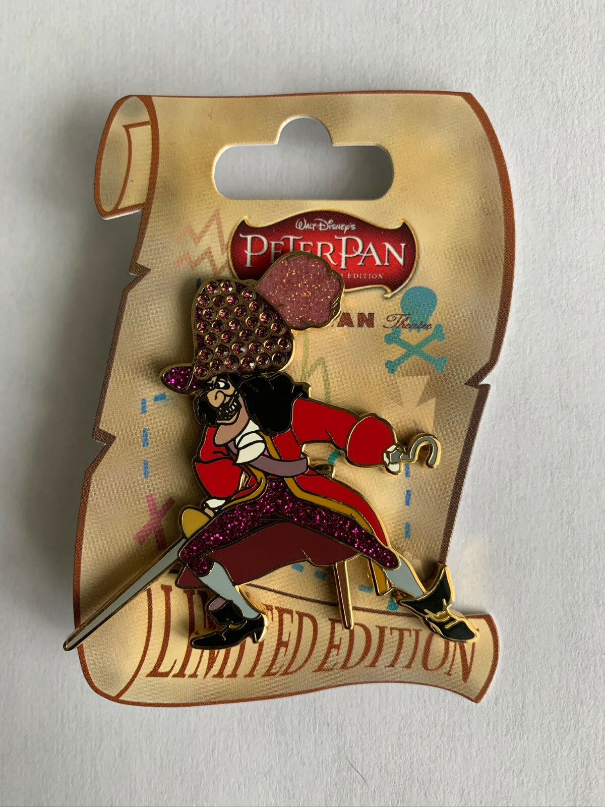 Disney Soda Fountain DSF Peter Pan Captain Hook Jeweled Pave Hat Pin LE ...