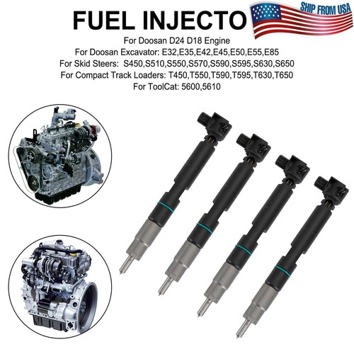 4X Fuel Injectors 400903-00074D fit Bobcat fit Doosan D24 D18 Engine ...