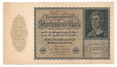 1922 Reichsbanknote 10000 Marks Uncirculated Banknote | eBay