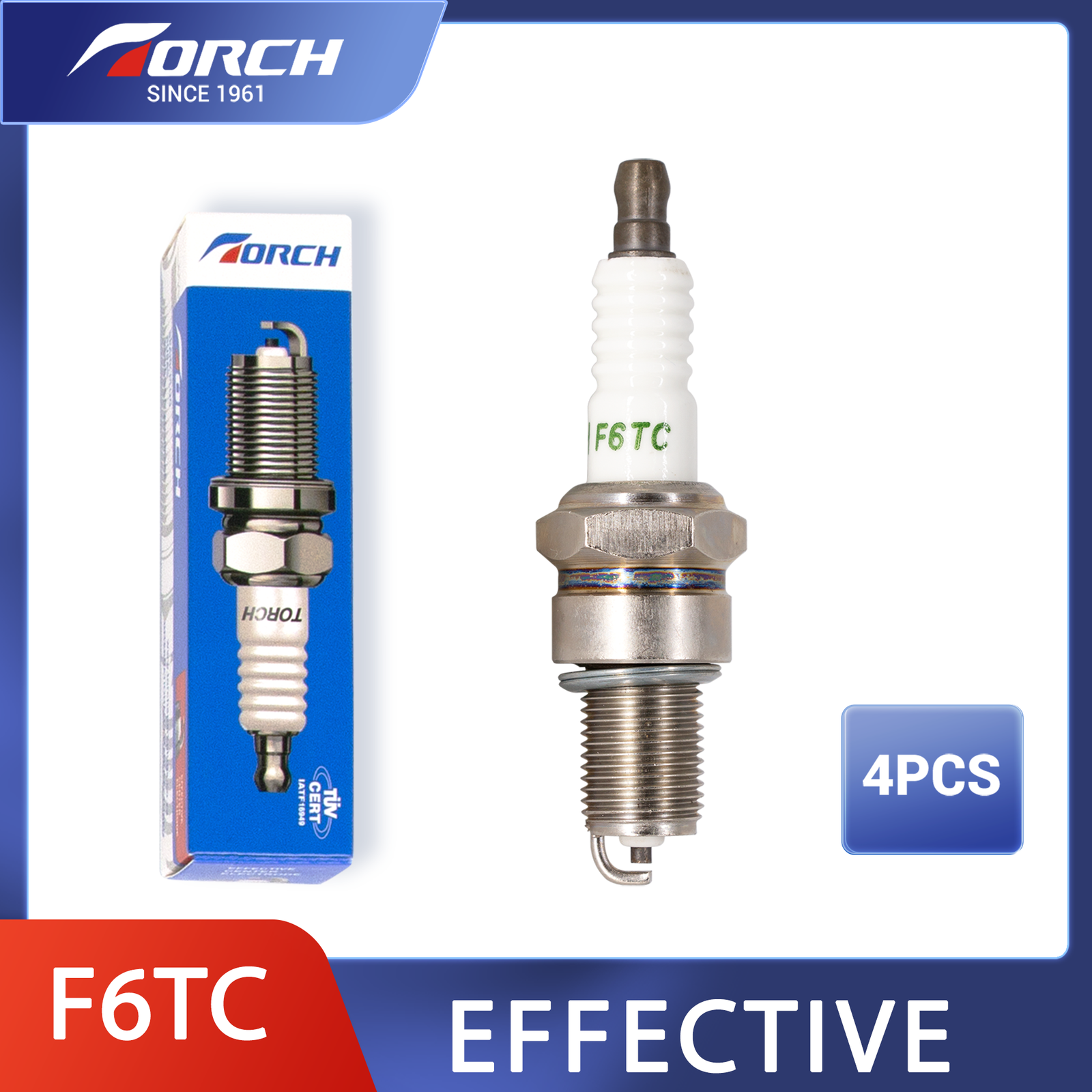 4X TORCH F6TC Spark Plug Replace for NGK BP6ES for Bosch W175T30 ...