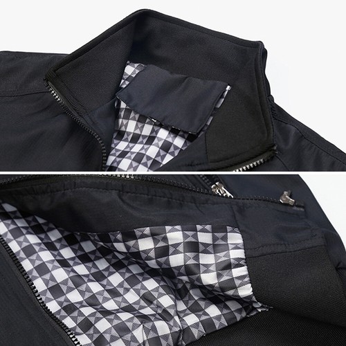 Mens Full Zip Up Jacket Stand-up Collar Coat Business Bomber Overcoat ...