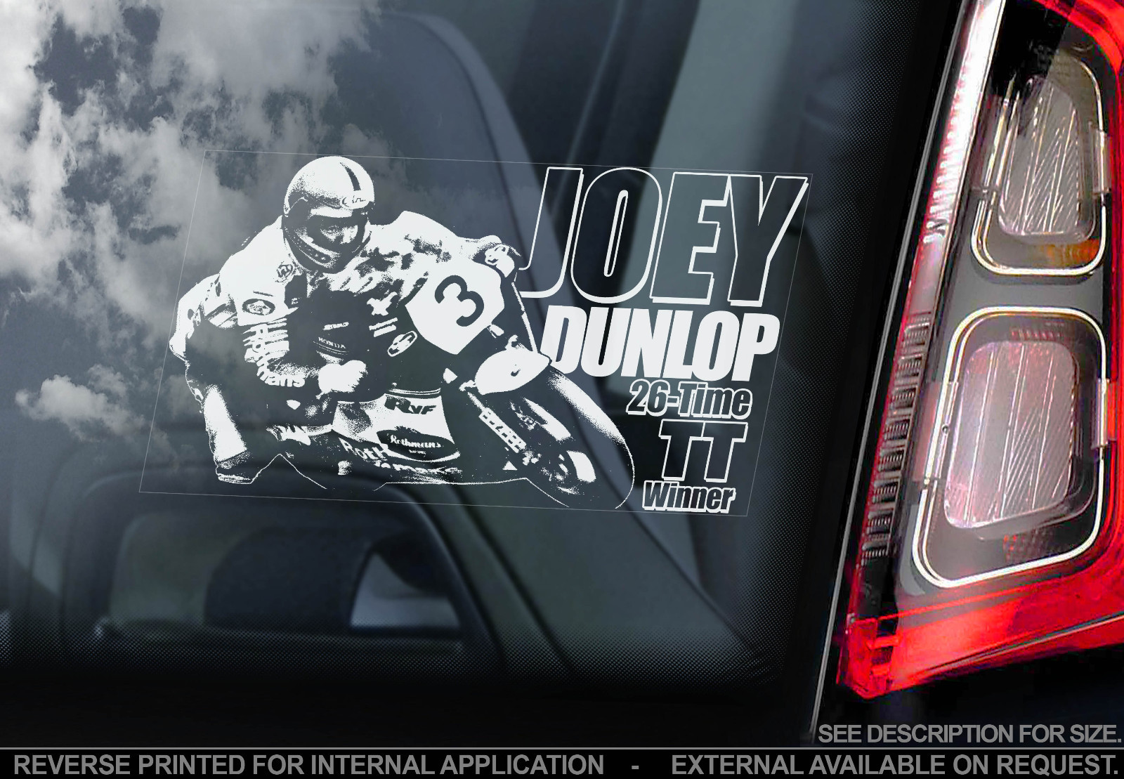 Joey Dunlop - Car Window Sticker - Motorbike Isle of Man TT Decal ...