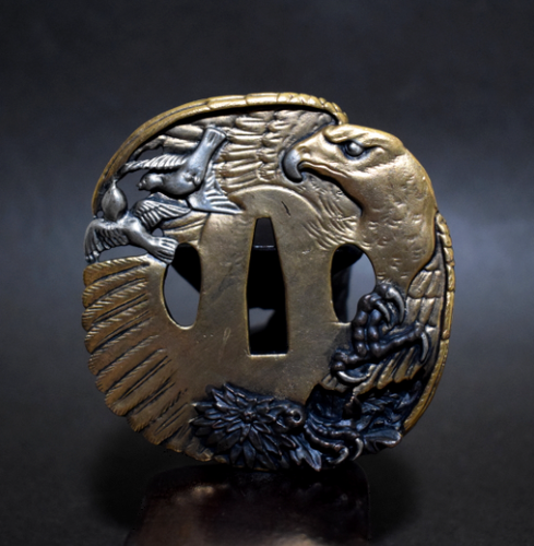 TSUBA Japanese Sword guard Golden Great Falcon Samurai Katana JP | eBay