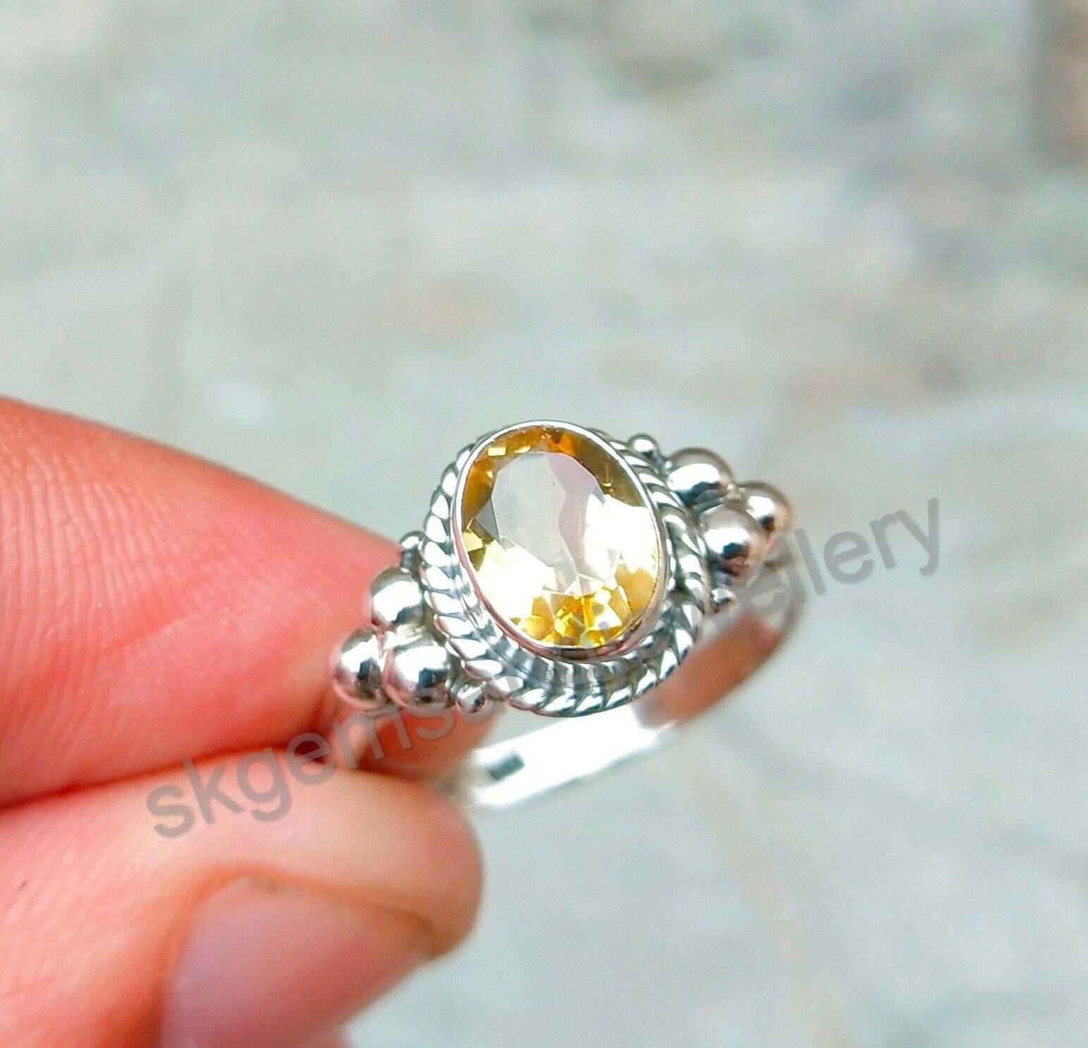 Natural Citrine Ring 925 Sterling Silver Ring November Birthstone Ring ...