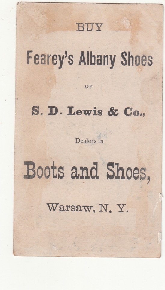 Fearey's Albany Shoes LITTLE KITTENS S D Lewis & Co Warsaw NY Vict Card ...