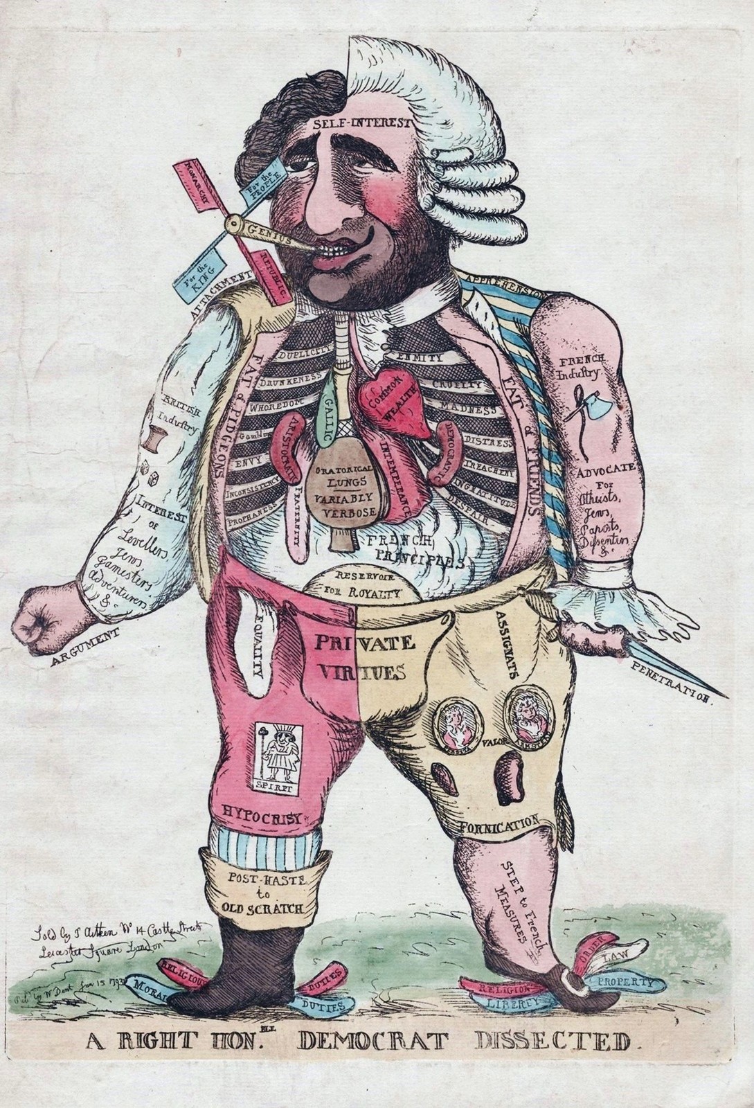 Charles James Fox Jacobin Caricature Cartoon Caricature Etching 1793 | eBay