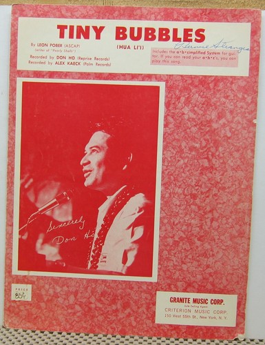 Tiny Bubbles - Leon Pober - Sheet Music 1966 | eBay