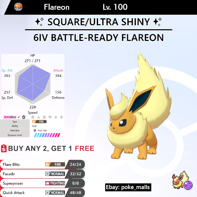 Glanzende Flareon Sprite