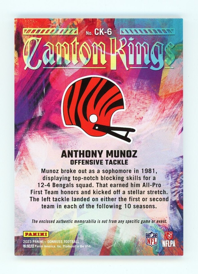 2023 Panini Donruss #6 Anthony Munoz Canton Kings Relic Cincinnati ...