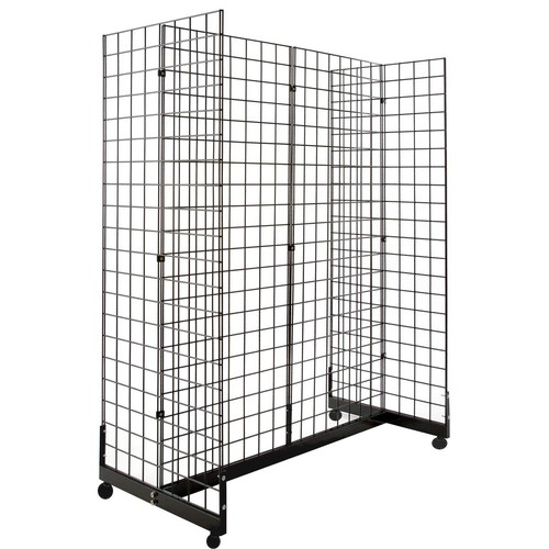 Gridwall Panel Display Fixture with Gondola Base - Black Grid Gondola ...