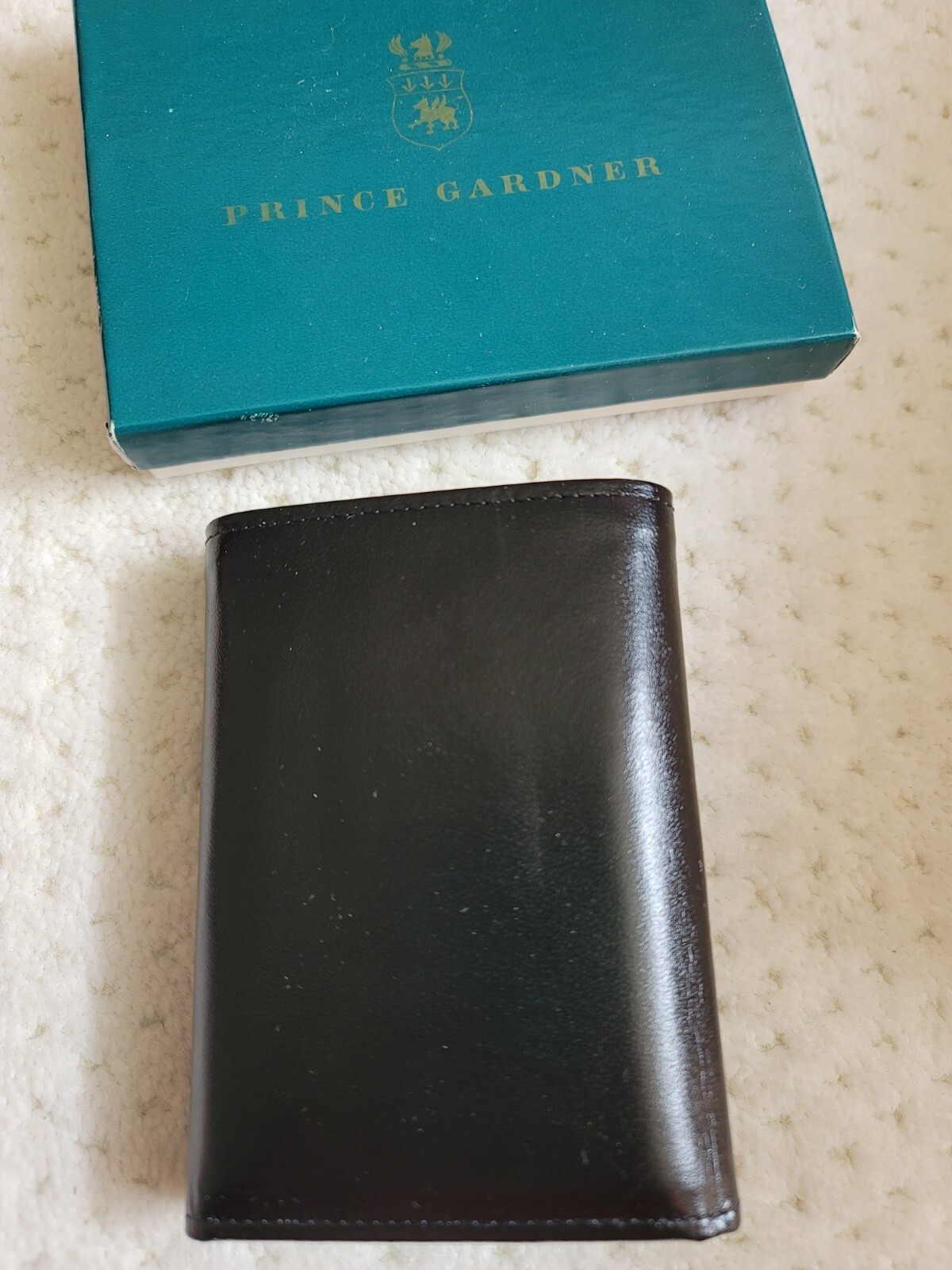 VTG NOS Prince Gardner TRIFOLD black Leather wallet with THUMB EJECTOR ...