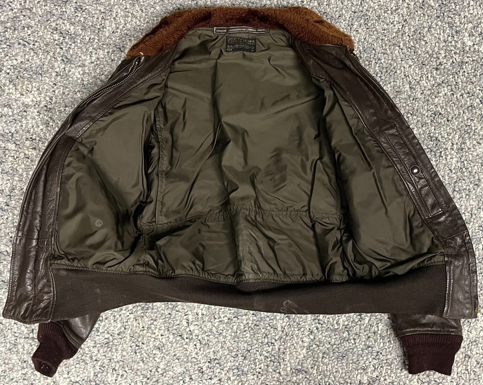 VINTAGE MEN'S TYPE G-1 CHOCOLATE BROWN LEATHER FLIGHT JACKET 38 RALPH ...