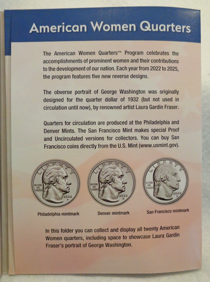 Whitman American Women Quarters Coin Folder 2022-2025 Album Book | eBay