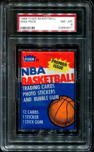1986 86 Fleer PSA 8 Basketball Wax Pack Magic Johnson Sticker On Back ...