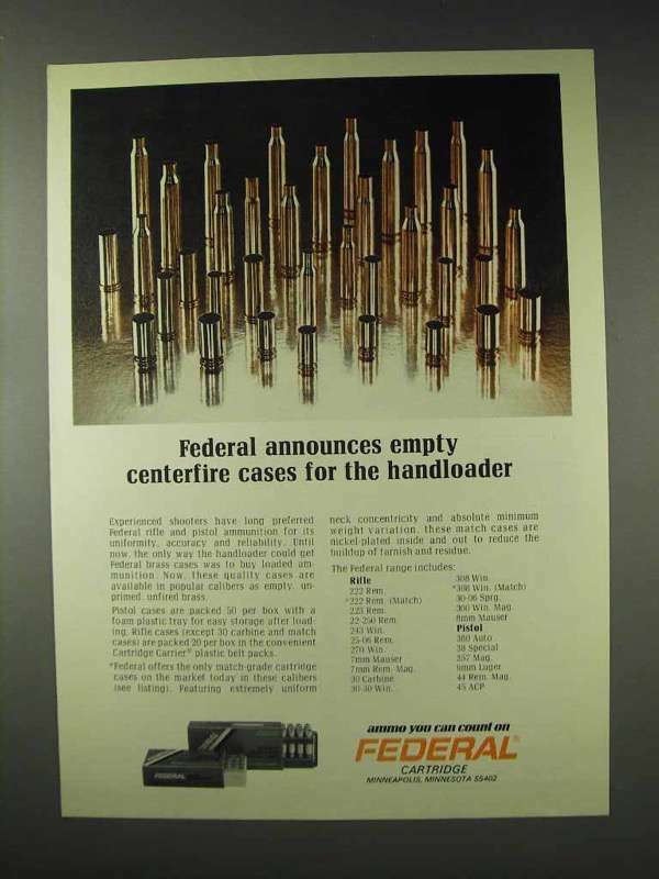 1976 Federal Cartridge Ad - Empty Centerfire Cases | eBay