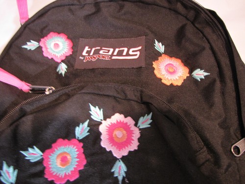 Trans By Jansport Backpack Girls Black Pink Floral Flower Rose ...