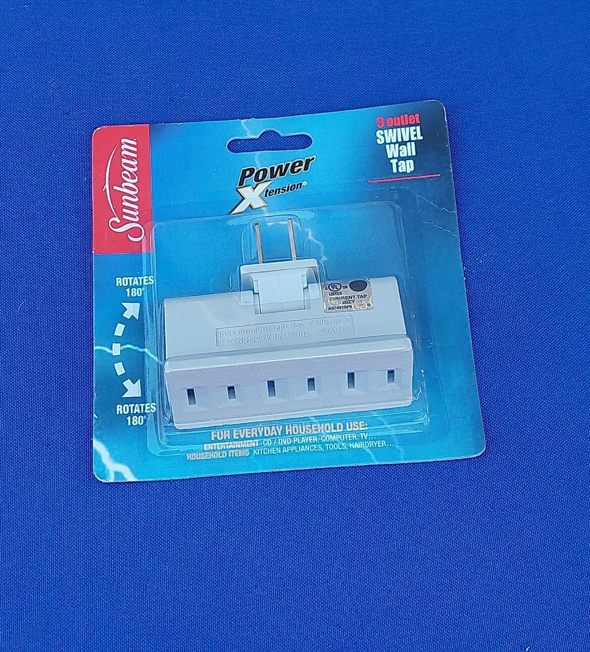 Sunbeam 180 Degree 3-Outlet Grounded UL Listed Swivel Wall Tap ...