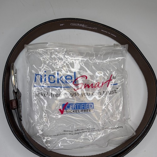 Nickel Smart Brown Leather Belt Size 40" Nickel-Free Metal Buckle ...