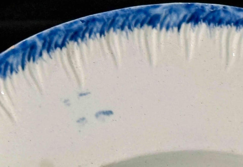 Large Antique Leeds Type Blue Feather Edge Creamware 18" Oval Shaped ...