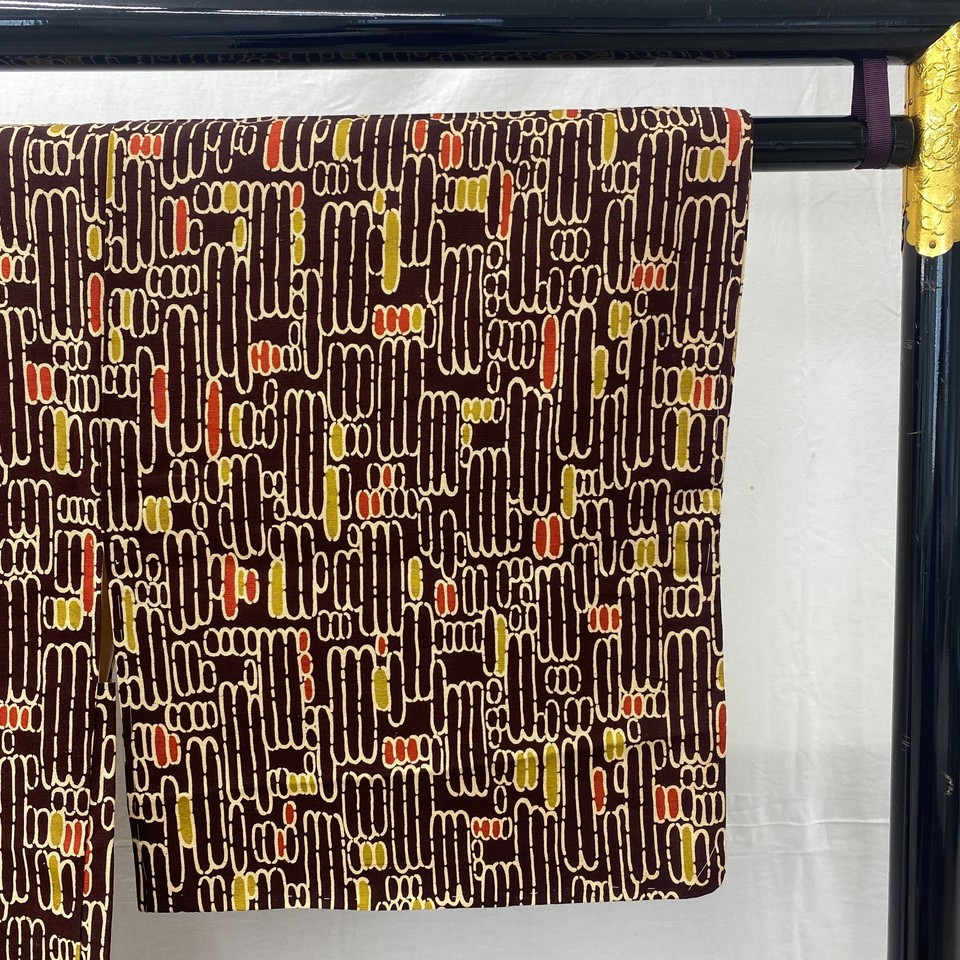 Japanese Vintage Kimono Haori Jacket Cotton Brown Traditional ...