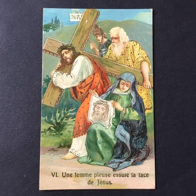 CPA Woman Wiping Face Jesus Holy Shroud Stations of the Cross Vintage ...