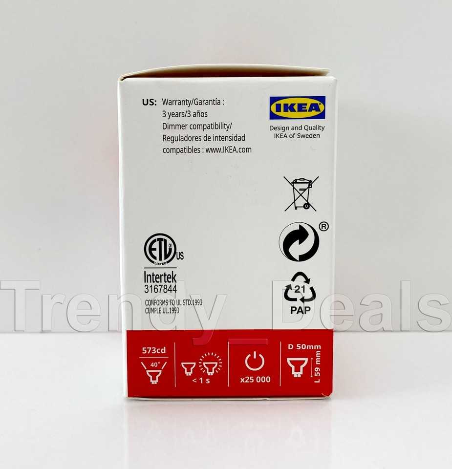 Ikea SOLHETTA LED Bulb GU10 380 Lumen 3.3 W, Dimmable 305.301.21 - NEW ...