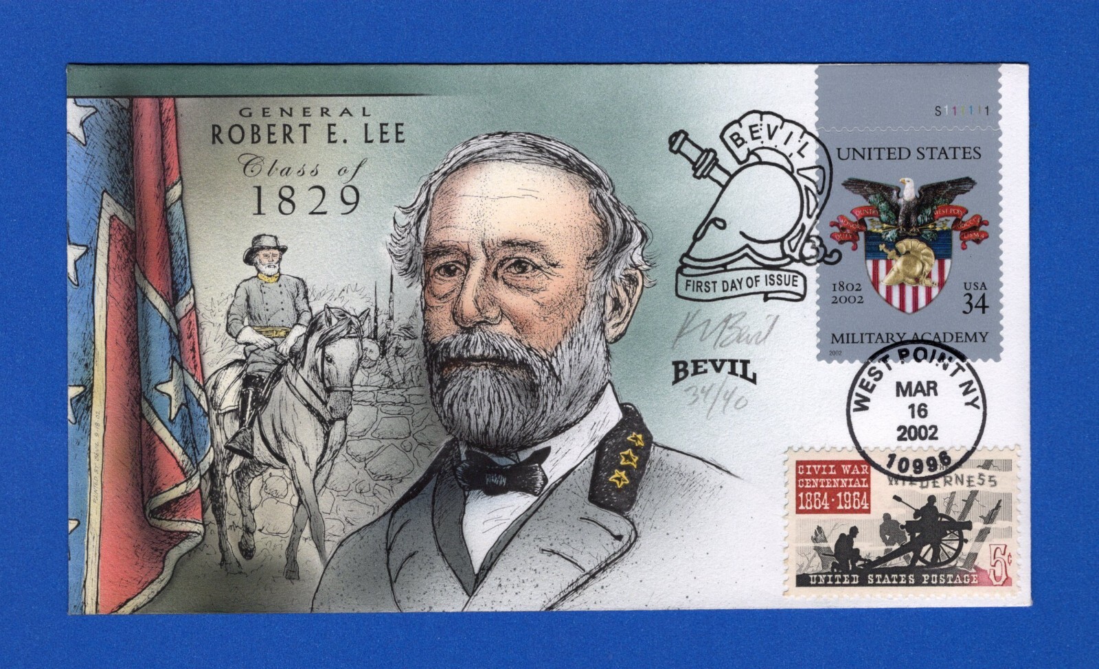 Scott 3560 Military Academy Robert E. Lee Cachet HP Bevil FDC with Tab ...