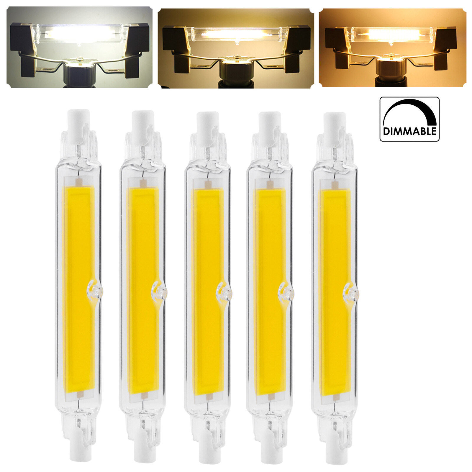 1x 10x 6W 12W 25W Dimmable R7s LED COB Bulbs 78mm 118mm Replace Halogen ...