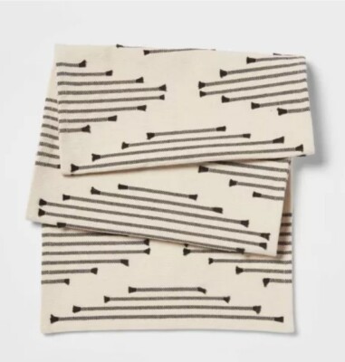 Threshold Cotton Modern Diamond Table Runner ~ 72x14 ~ Cream Black | eBay