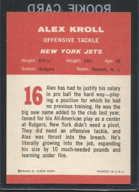 1963 Fleer - #16 Alex Kroll (RC) for sale online | eBay