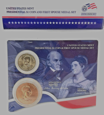 JOHN QUINCY ADAMS SPOUSE MEDAL SET 2008 PRESIDENTIAL $1 GOLD COIN ...
