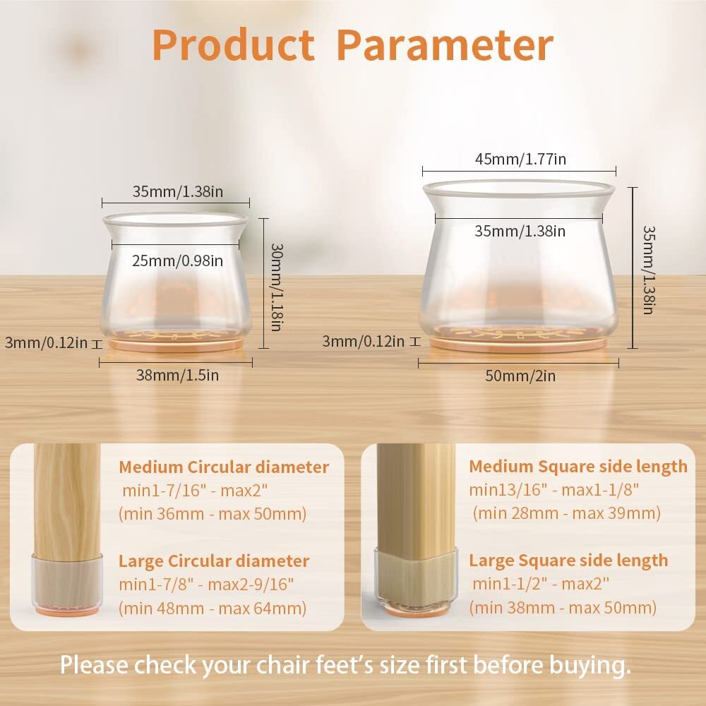 20Pcs Chair Leg Floor Protectors,Table Chair Leg Protectors for ...